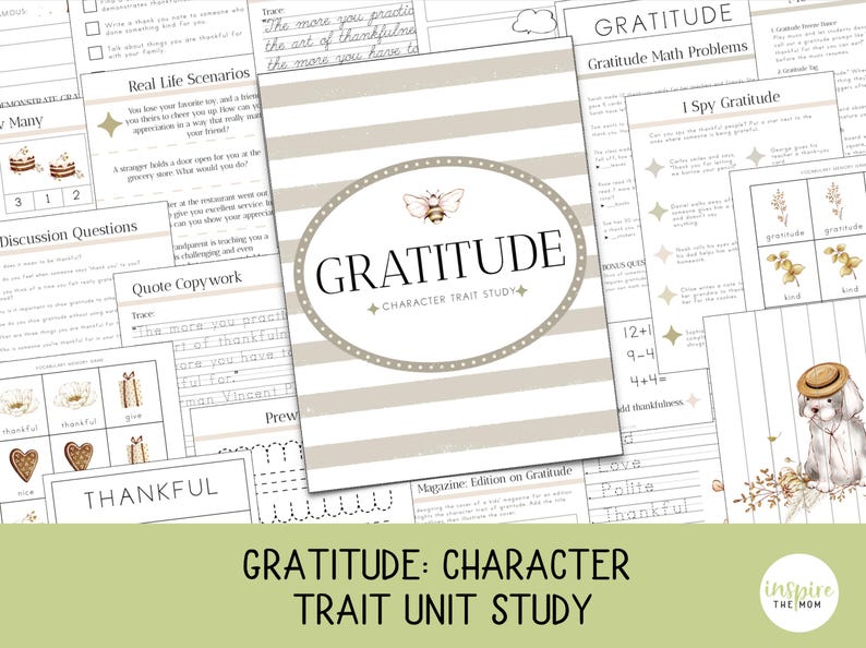 Gratitude Character Trait Unit Study for Kids | Prek–4th Grade ...