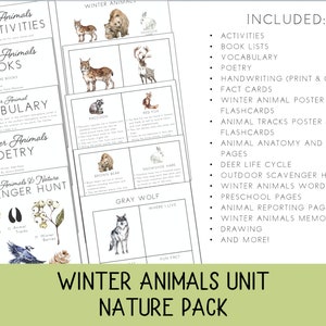 Winter Animals Unit Bundle, Nature Study, Math, Language Arts and ...