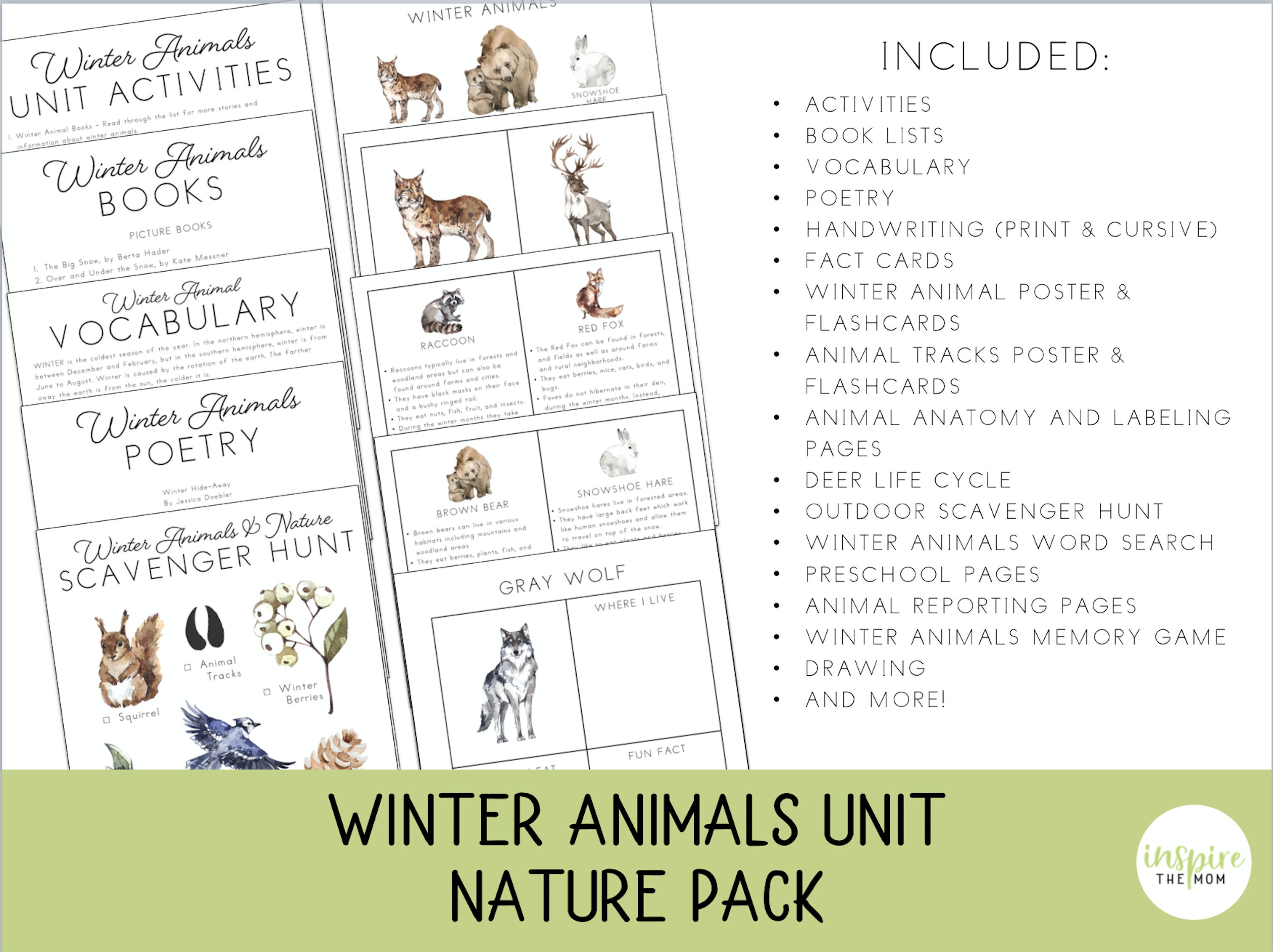 Winter Animals Unit Bundle, Nature Study, Math, Language Arts and ...