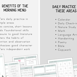 Morning Menu Pages for February, Homeschool Printable, Morning Time ...