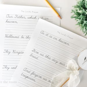The Lord's Prayer Cursive Copywork, Homeschool Printable, Cursive ...