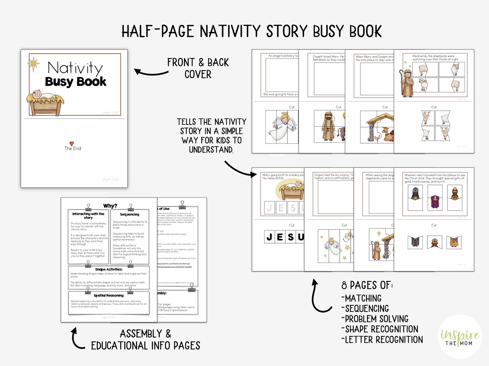 Nativity Busy Book Printable, Half-page Interactive Nativity Story ...