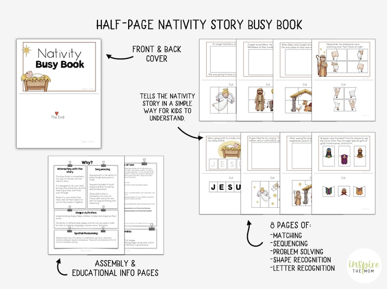 Nativity Busy Book Printable, Half-page Interactive Nativity Story ...