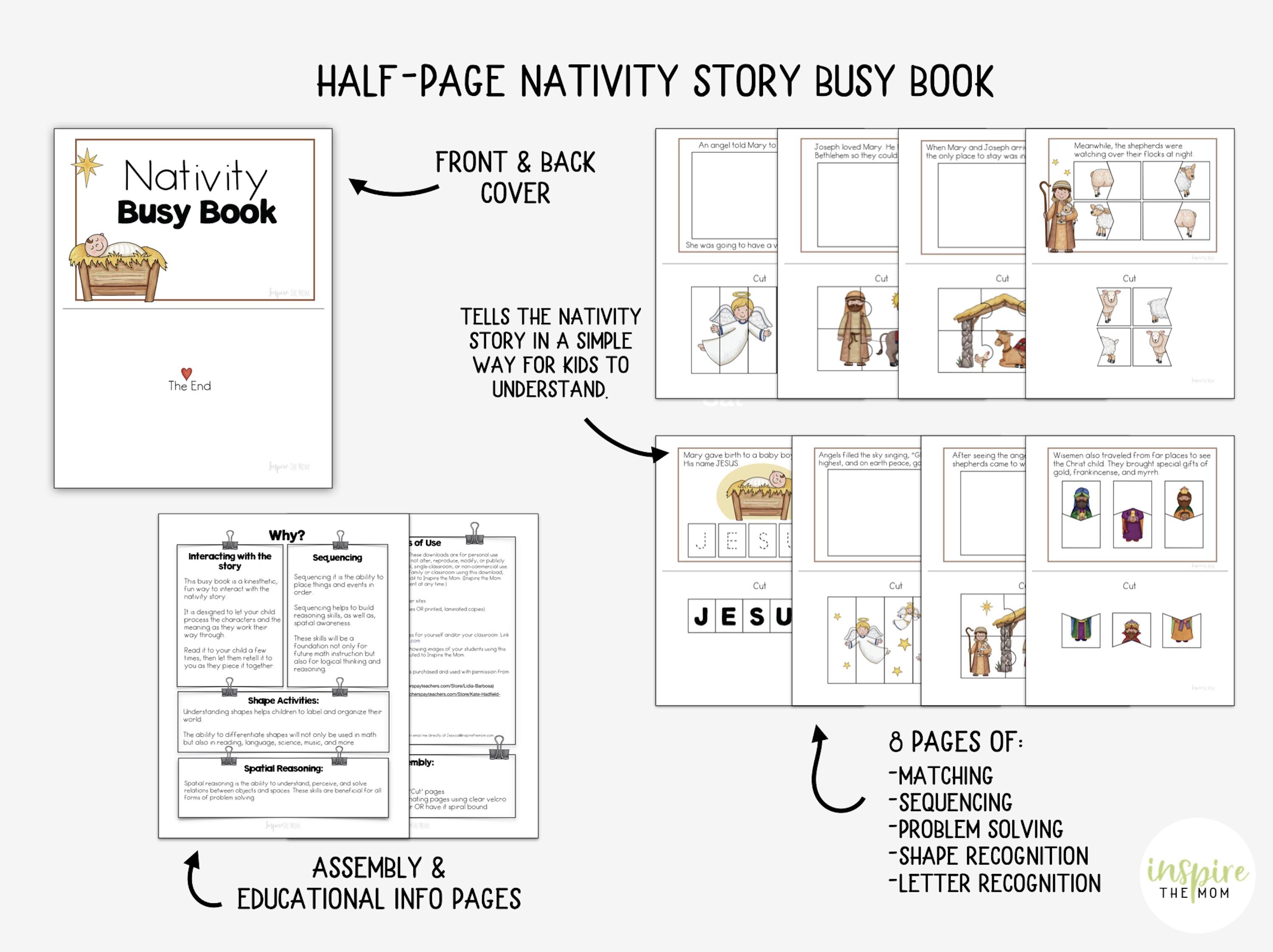 Nativity Busy Book Printable, Half-page Interactive Nativity Story ...