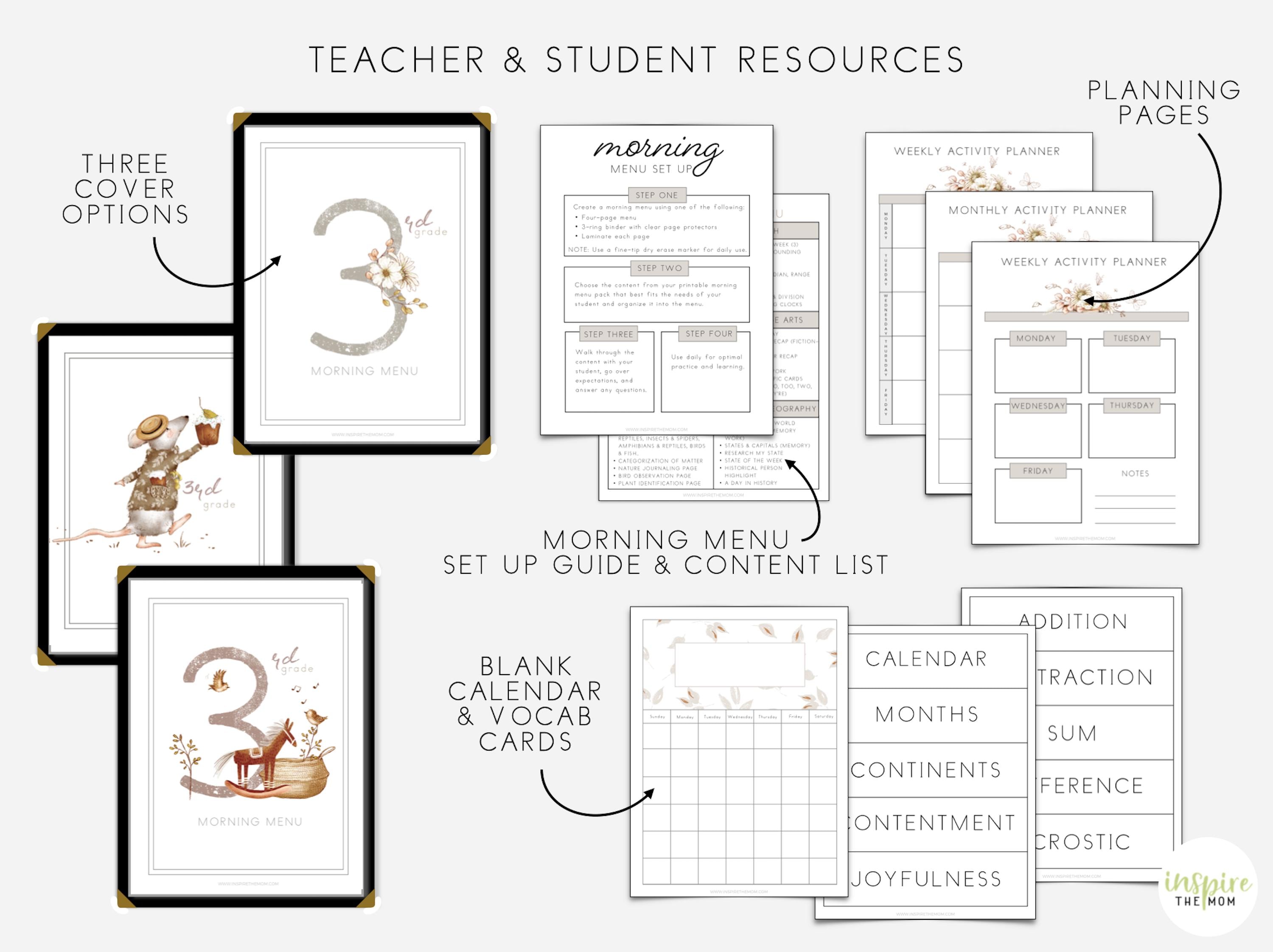 Morning Menu for Third Grade Kids | No Prep Daily Routine | ELA & Math ...
