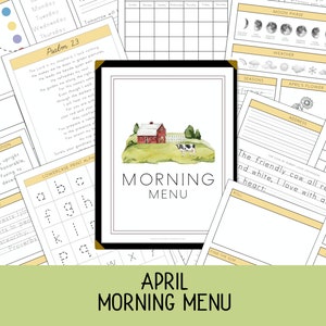 Morning Menu Pages for April, Homeschool Printable, Morning Time ...