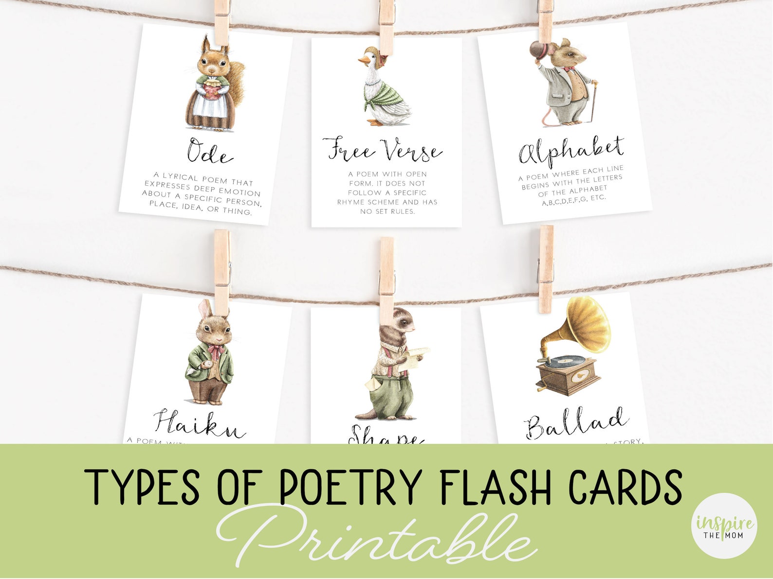 Types of Poetry Flash Cards, Homeschool Printable, Poetry Types, Peter ...