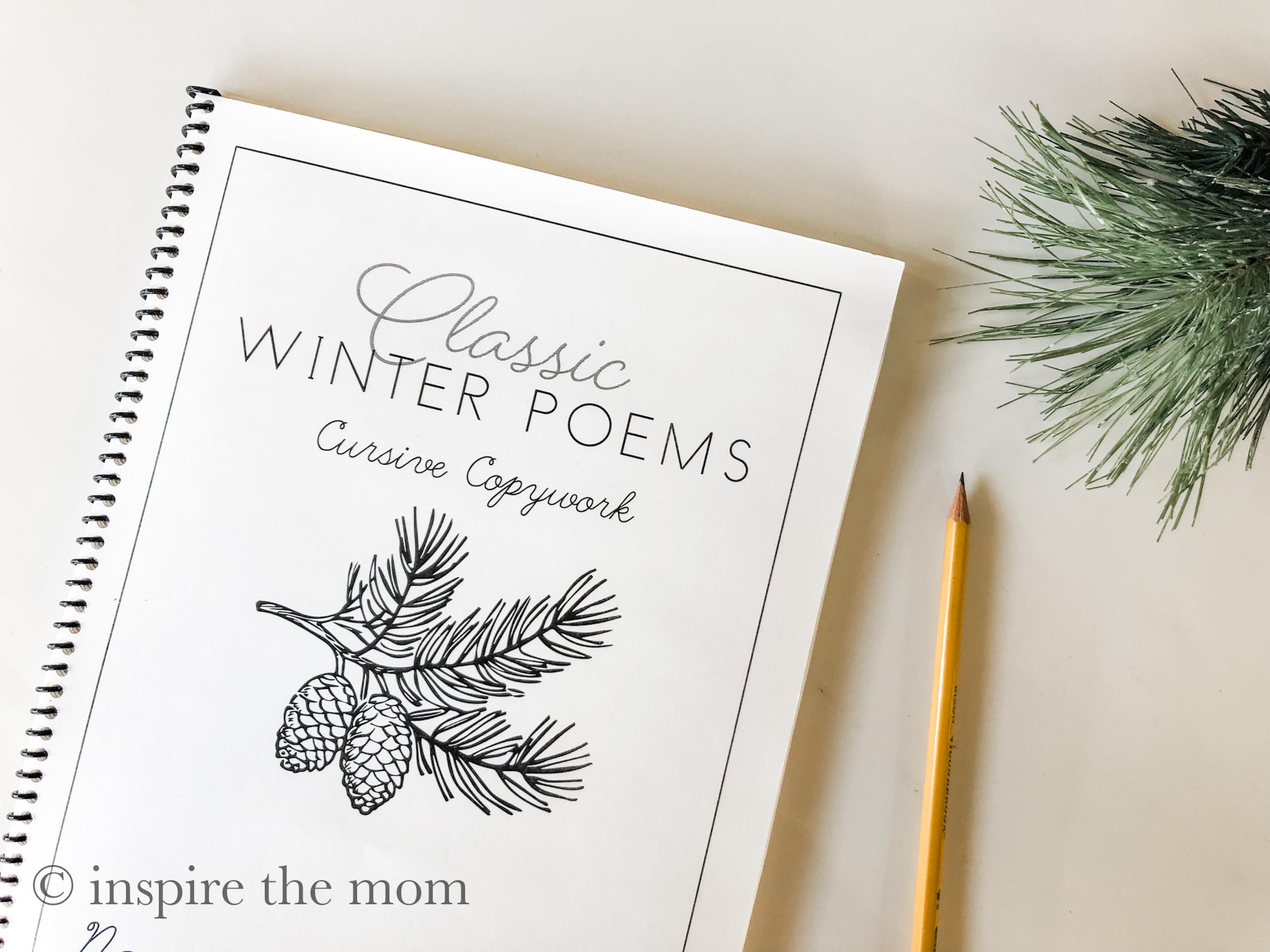 Winter Poems Cursive Copywork, CURSIVE Handwriting Practice, Charlotte ...