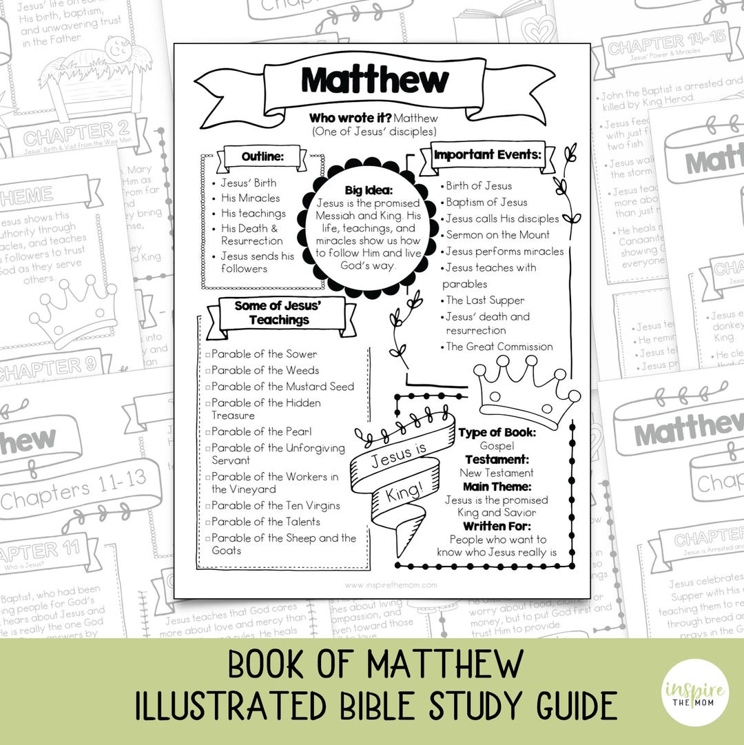 Book of Matthew Illustrated Bible Study Guide for Kids | Chapter ...