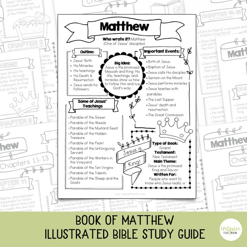 Book of Matthew Illustrated Bible Study Guide for Kids | Chapter ...