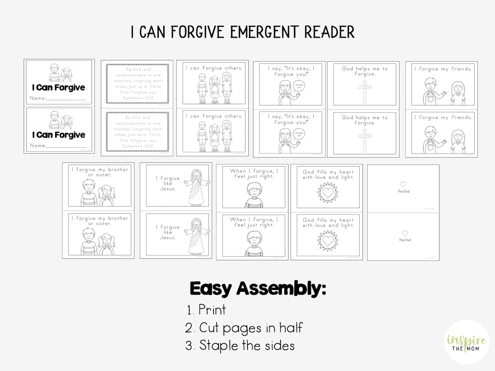 I Can Forgive | Christian Emergent Reader Printable | Half Page Mini ...