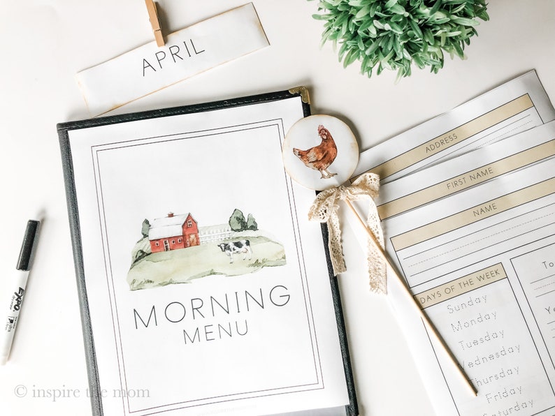 Morning Menu Pages for April, Homeschool Printable, Morning Time ...