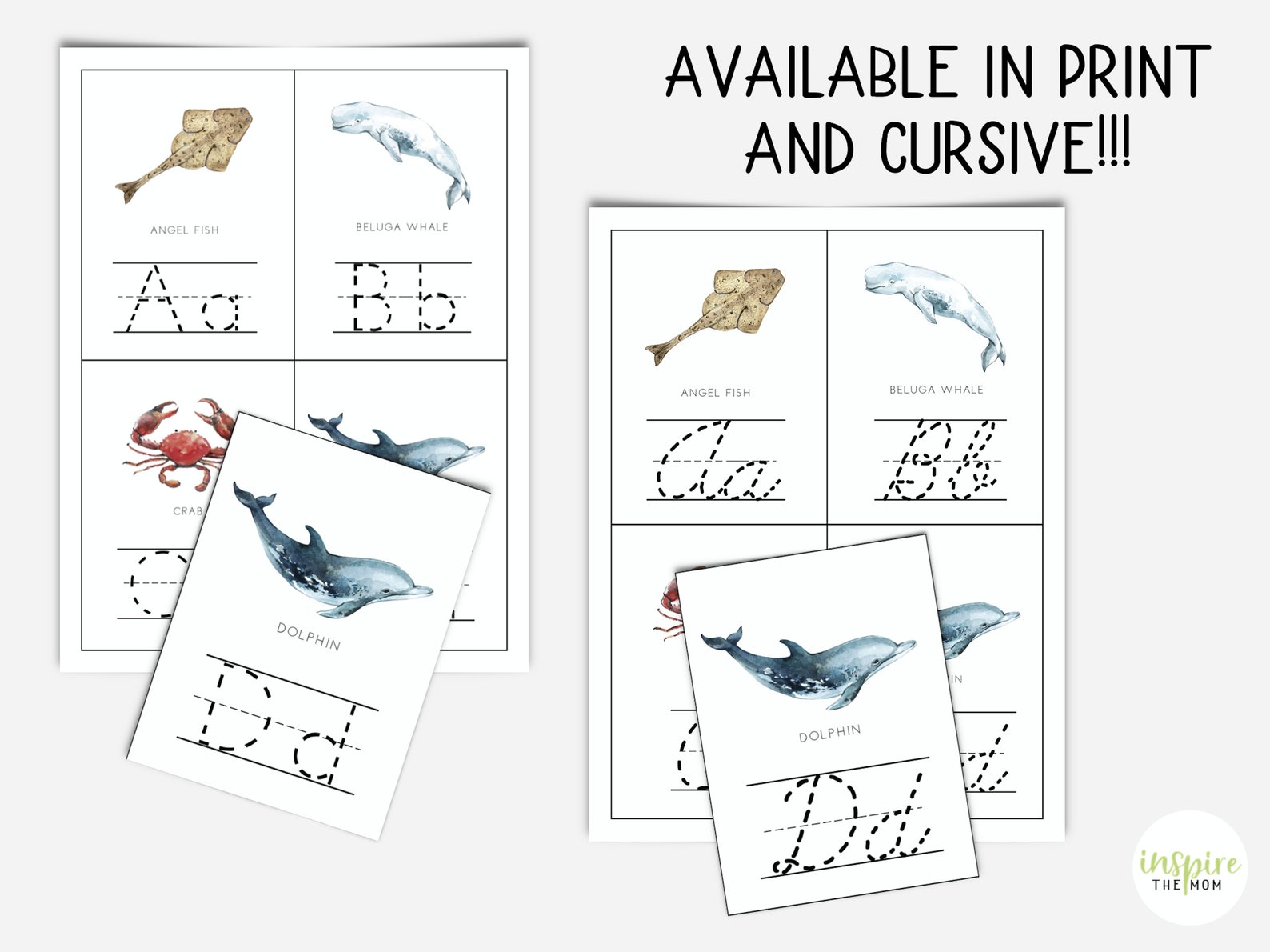 Ocean Animal Alphabet Tracing Cards Handwriting Activity - Etsy