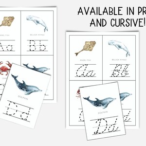 Ocean Animal Alphabet Tracing Cards, Handwriting Activity, Ocean ...