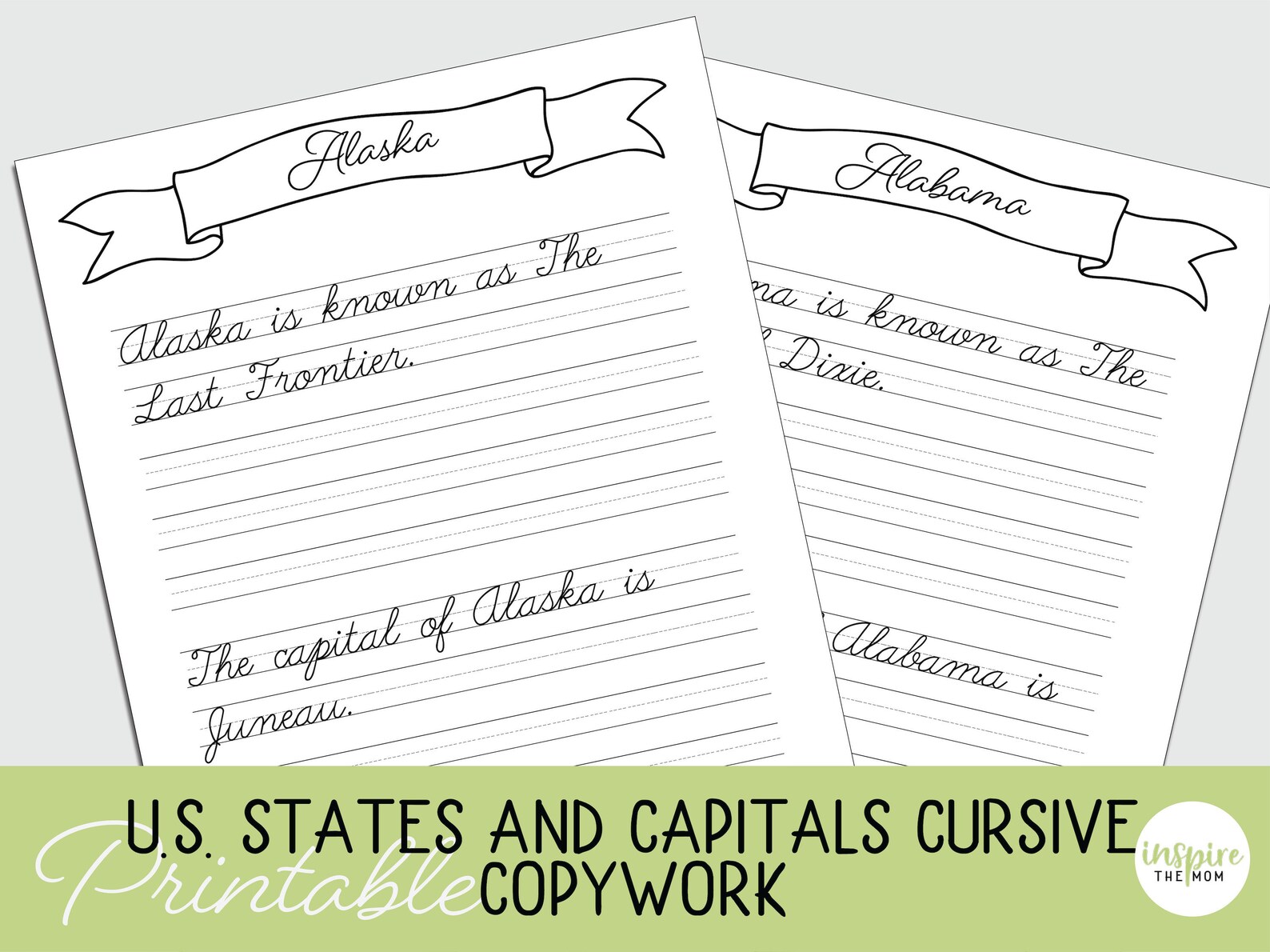 U.S. States and Capitals Cursive Copywork Homeschool - Etsy