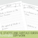 U.S. States and Capitals Cursive Copywork, Homeschool Printable ...