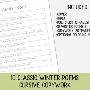 Winter Poems Cursive Copywork, CURSIVE Handwriting Practice, Charlotte ...