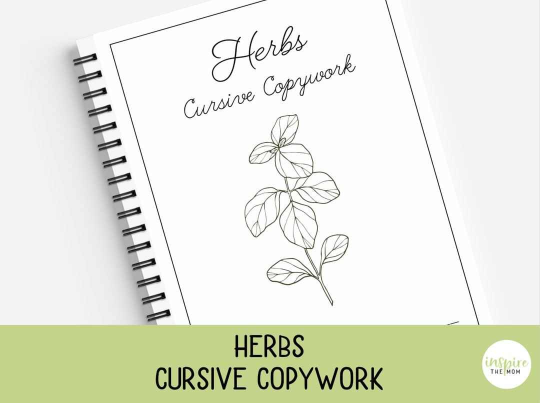 Herbs, Cursive Copywork, Herb Facts, Cursive Handwriting Practice ...