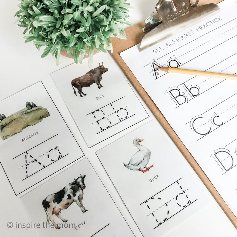 Farm Animal Alphabet Tracing Cards Handwriting Activity Farm - Etsy