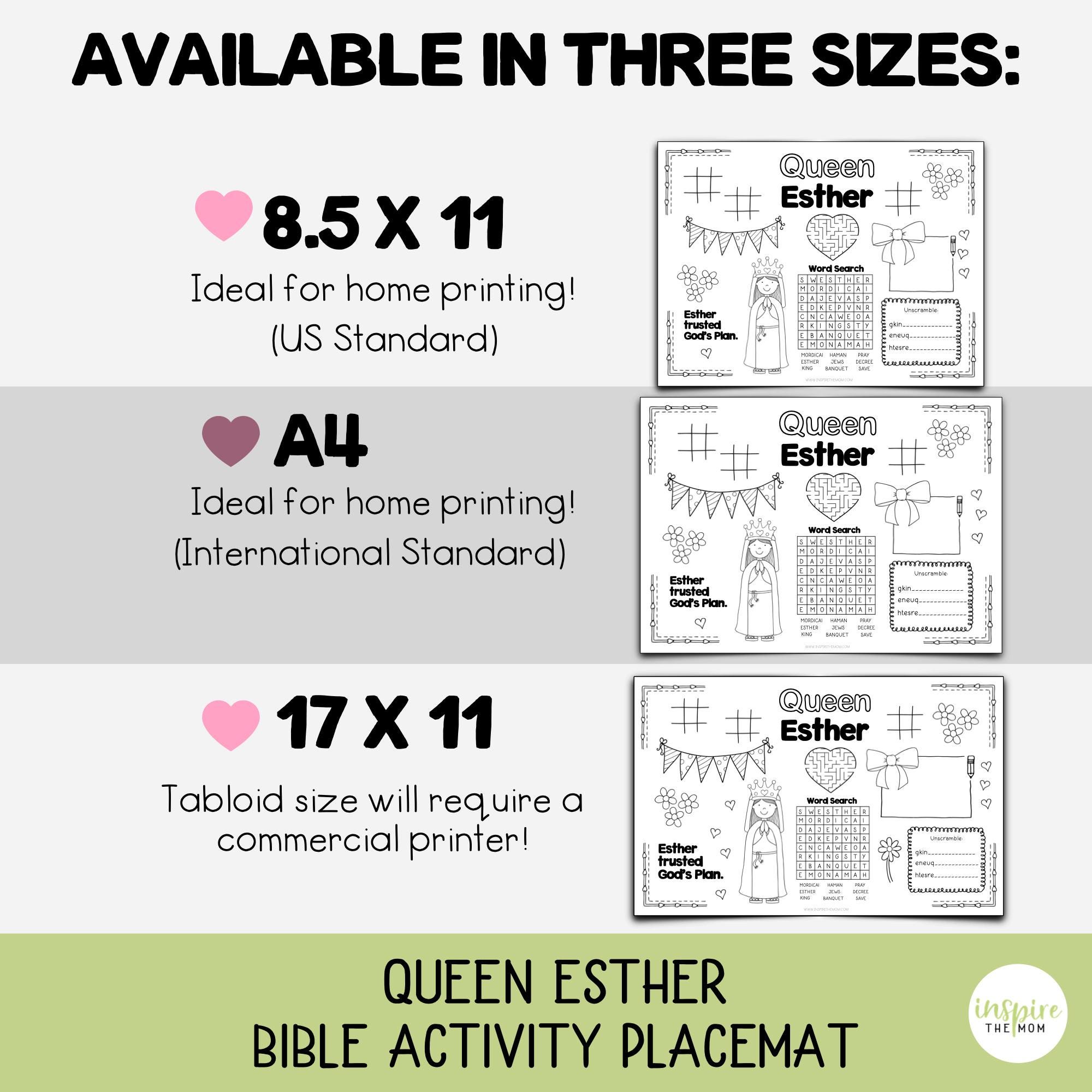 Queen Esther Bible Activity Placemat | Sunday School, Kids Church ...