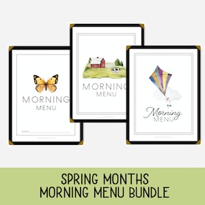 Spring Morning Menu Bundle, March, April, May, Homeschool Printable ...
