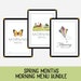 Spring Morning Menu Bundle, March, April, May, Homeschool Printable ...