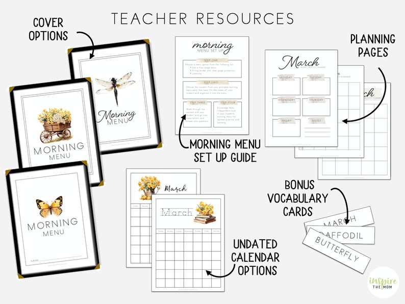 Morning Menu Pages for March, Homeschool Printable, Morning Time ...