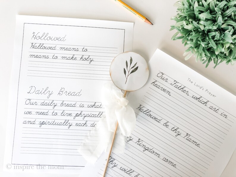 The Lord's Prayer Cursive Copywork, Homeschool Printable, Cursive ...