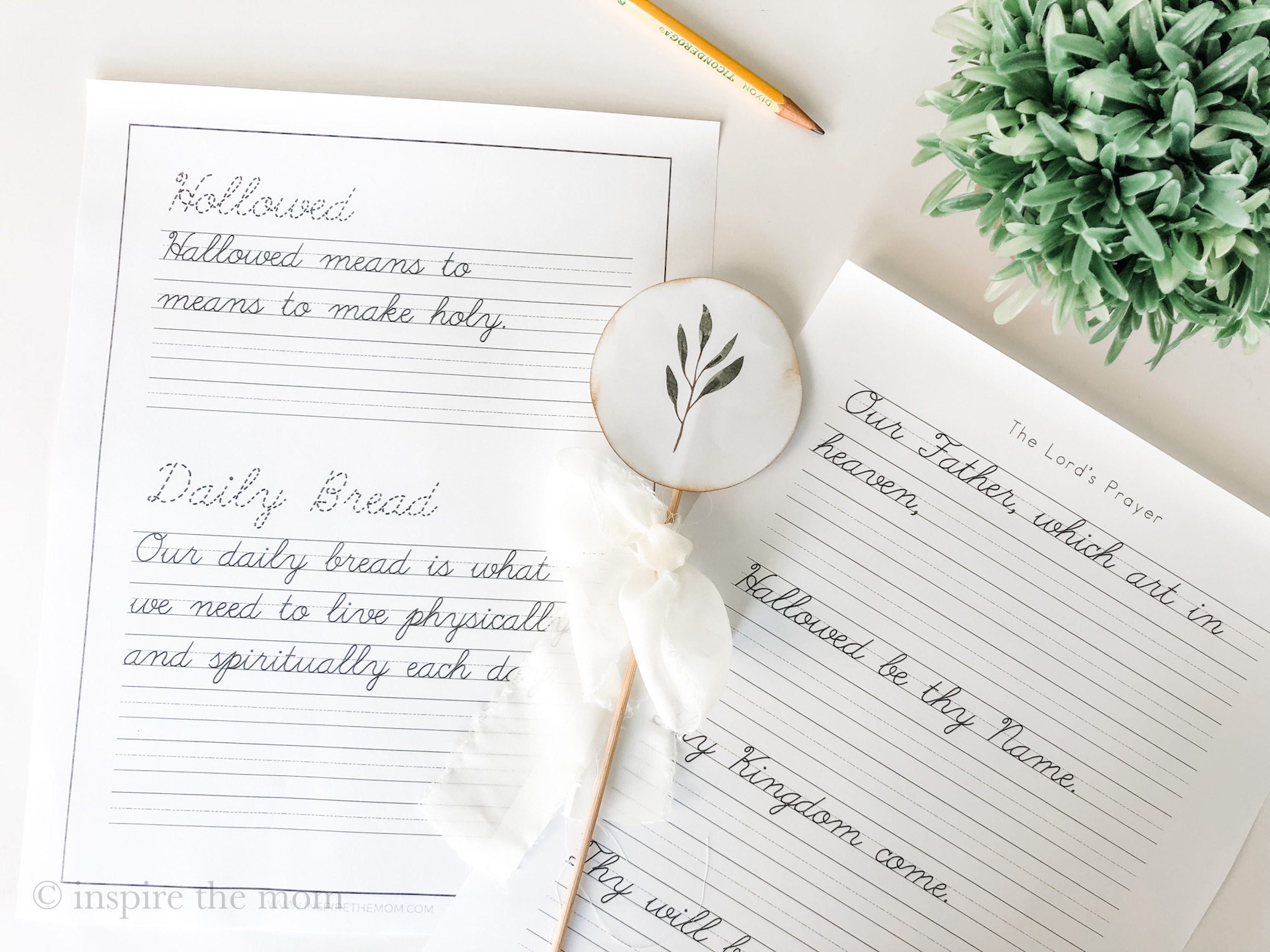 The Lord's Prayer Cursive Copywork, Homeschool Printable, Cursive ...