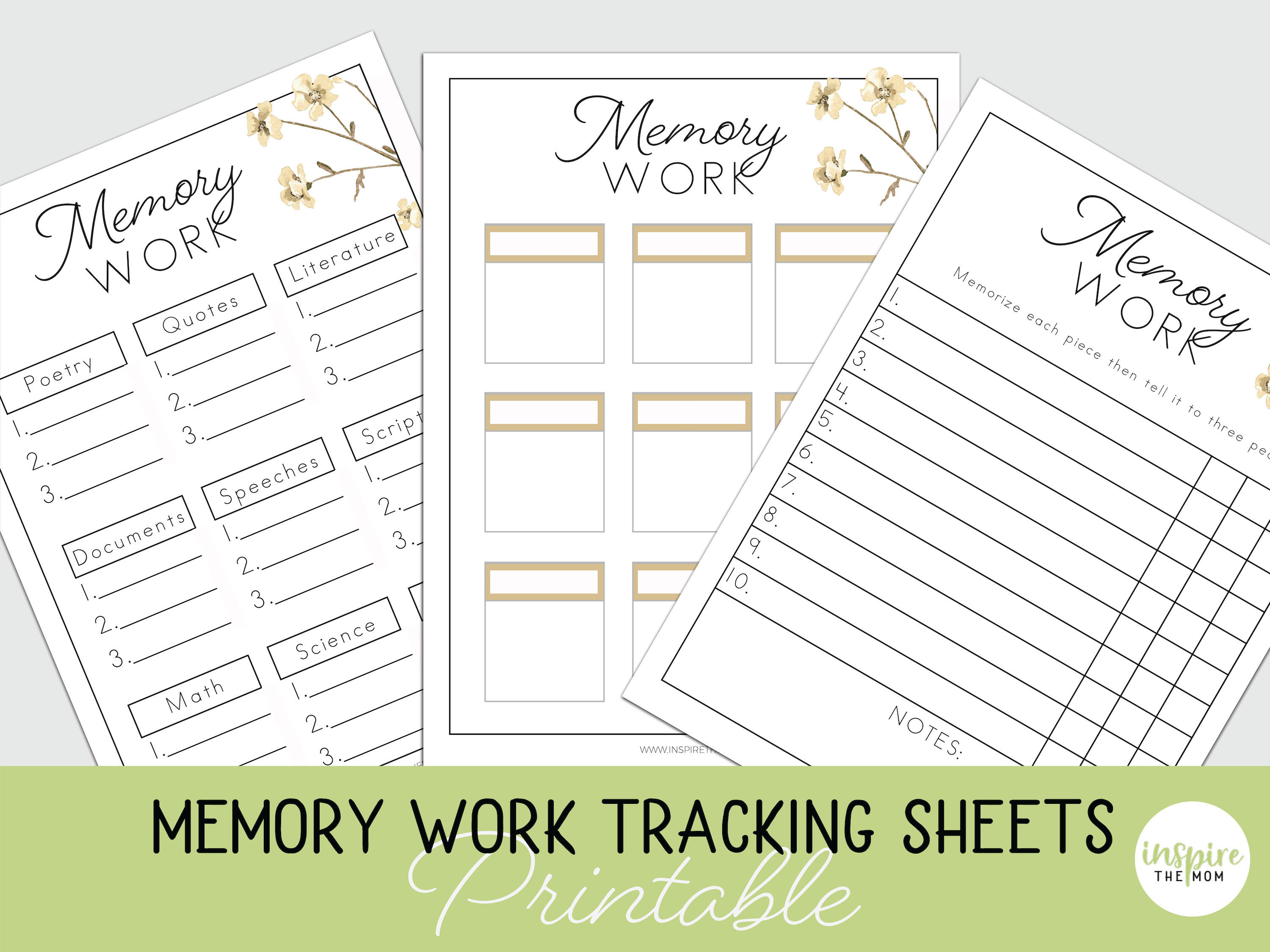 Homeschool Memory Work Lists, Memorization Record Tracking Sheets ...