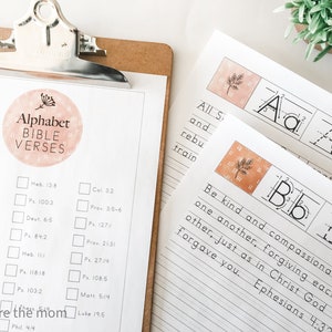 Print Alphabet Bible Verse Copywork, Print Copywork, Print Handwriting ...