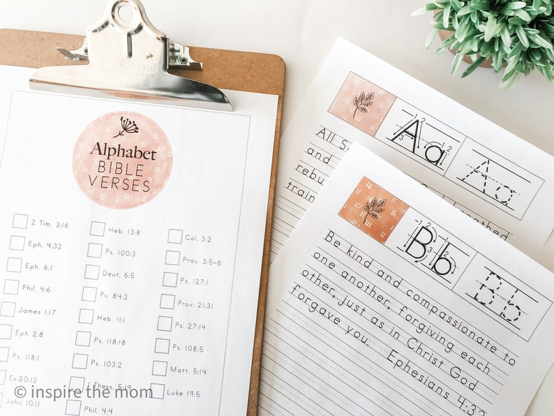 Print Alphabet Bible Verse Copywork, Print Copywork, Print Handwriting ...