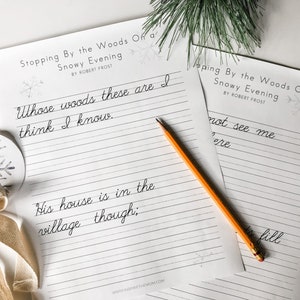 Stopping by the Woods on a Snowy Evening by Robert Frost Cursive ...