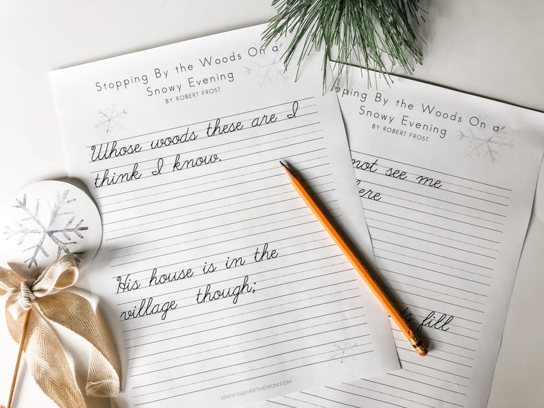 Stopping by the Woods on a Snowy Evening by Robert Frost Cursive ...