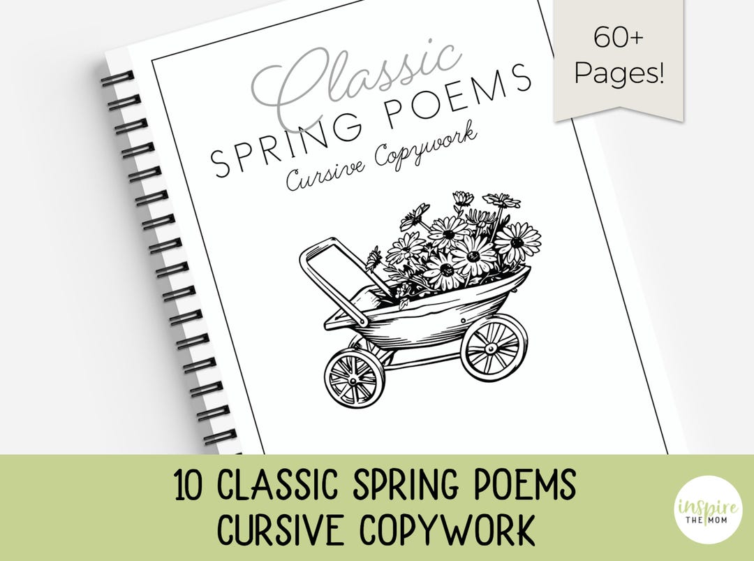 Spring Poems Cursive Copywork, CURSIVE Handwriting Practice, Charlotte ...