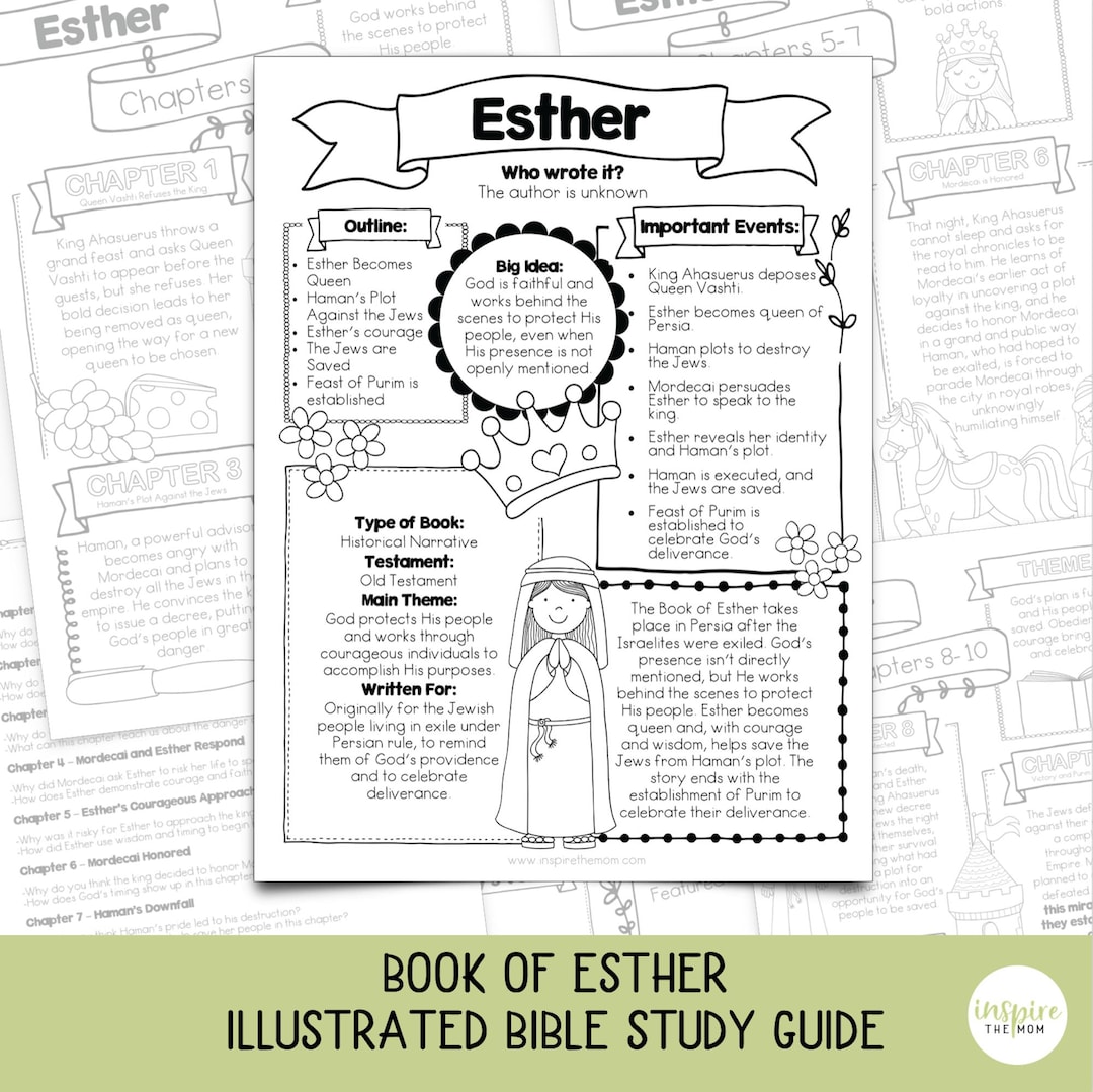 Book of Esther Illustrated Bible Study Guide for Kids | Chapter ...