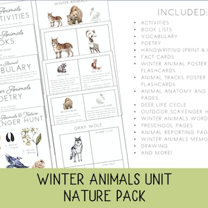 Winter Animals Unit, Nature Study, Homeschool Printable, Prek - 2nd ...