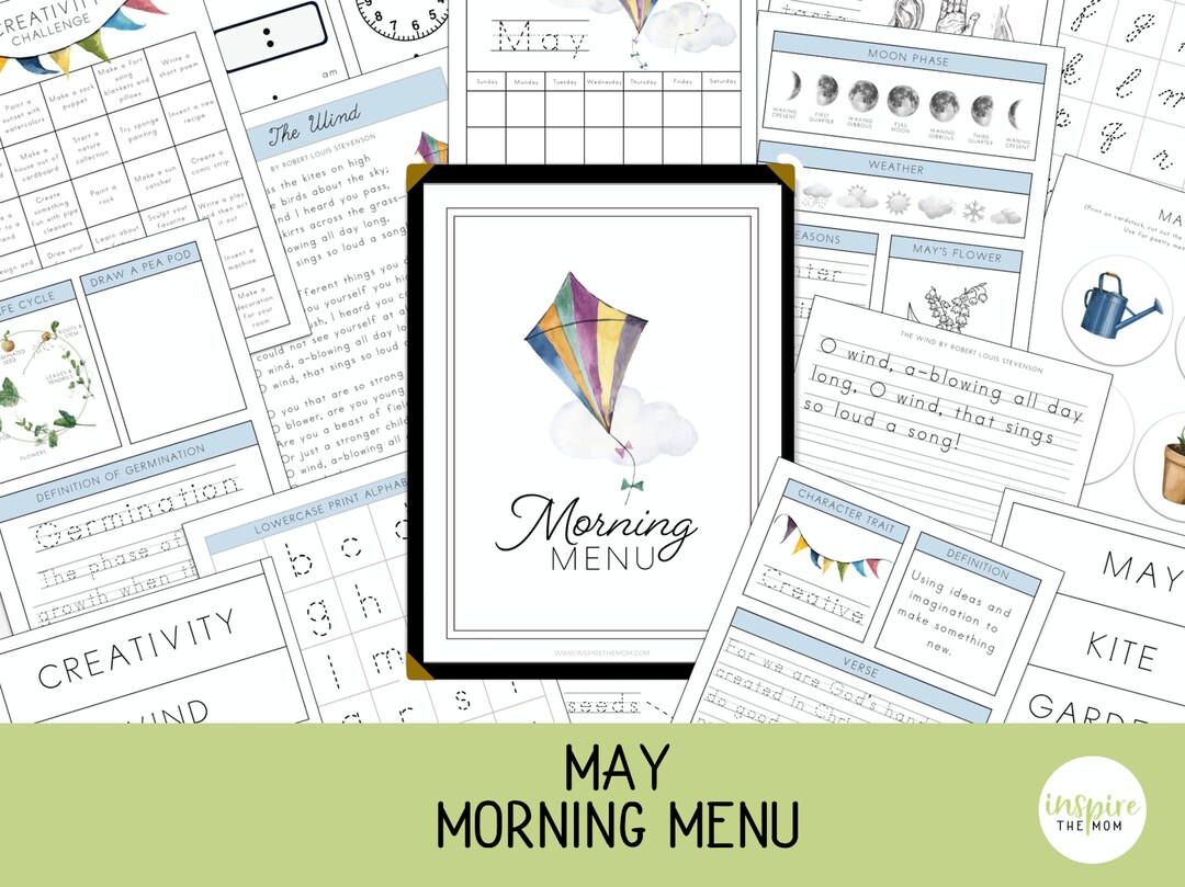 Morning Menu Pages for May, Homeschool Printable, Morning Time, Morning ...