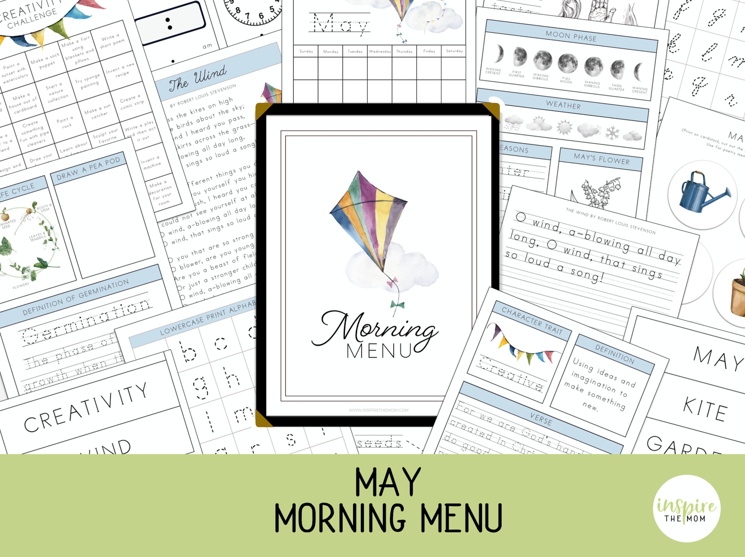 Morning Menu Pages for May, Homeschool Printable, Morning Time, Morning ...