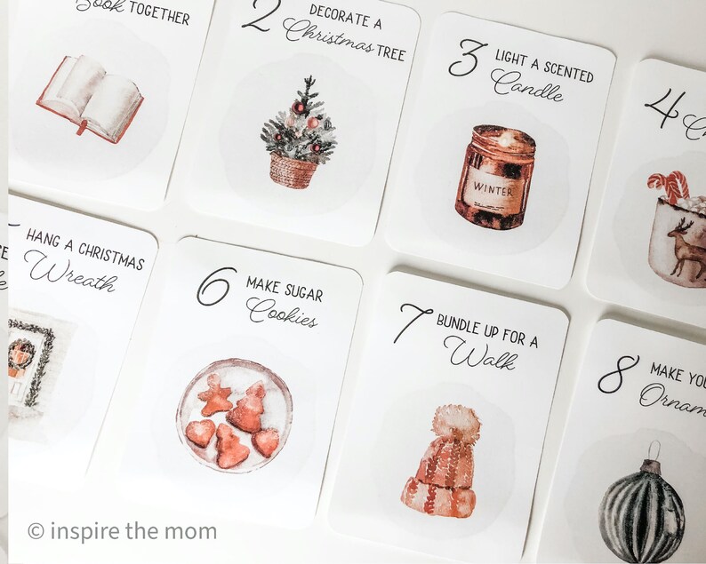 Christmas Advent Calendar Activity Cards, Daily December Activities ...