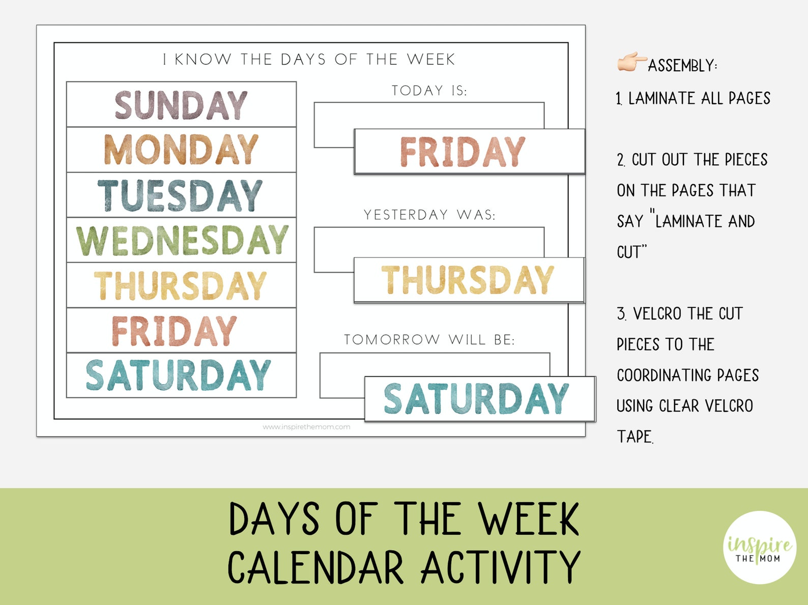 Days of the Week Calendar Activity Ordering Sequencing - Etsy
