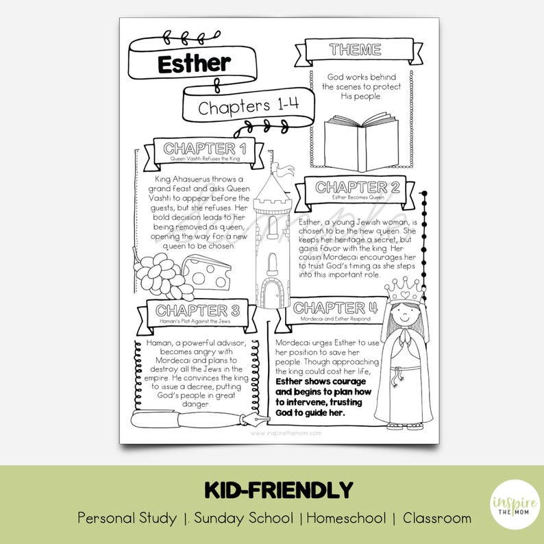 Book of Esther Illustrated Bible Study Guide for Kids | Chapter ...