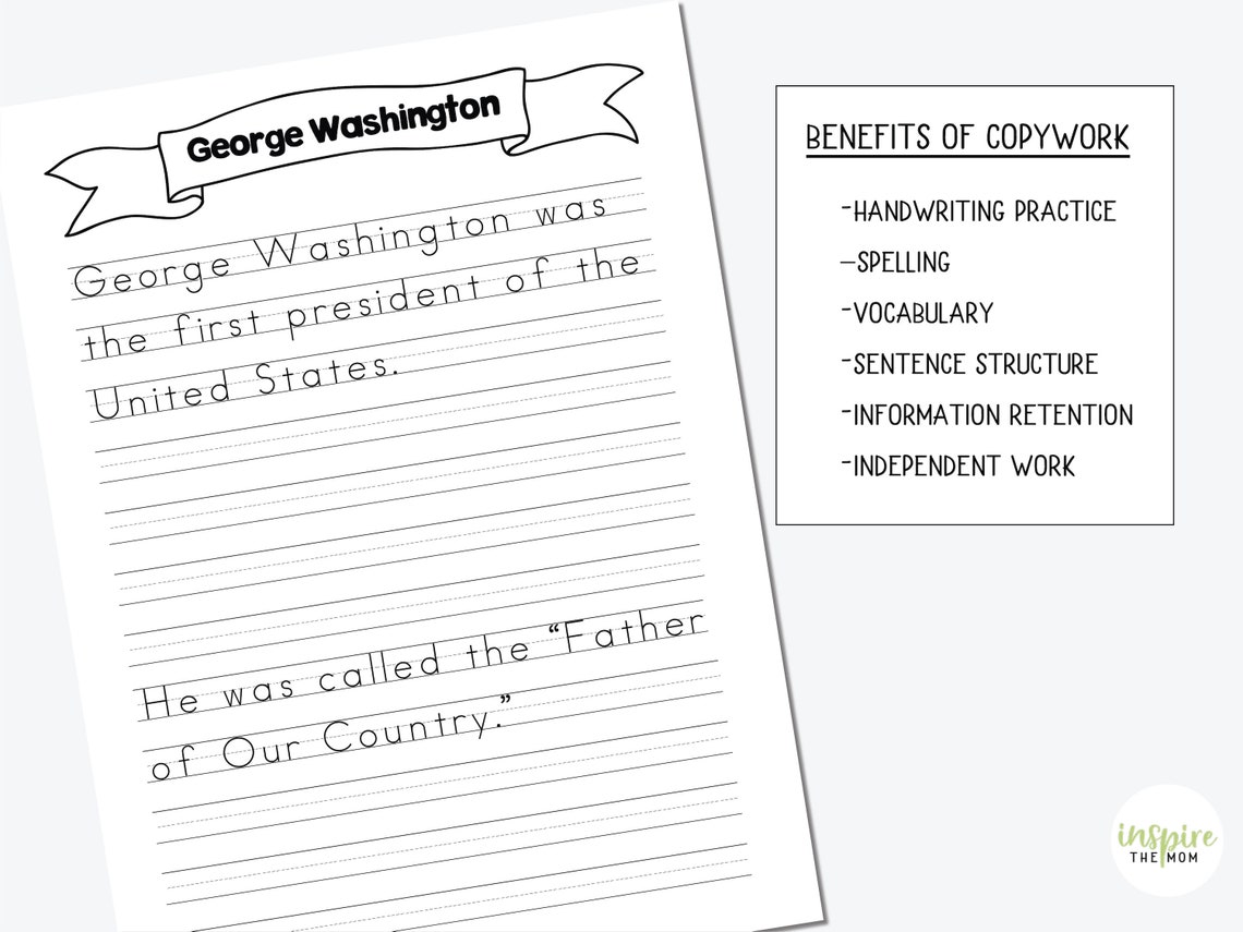 U.S. Presidents Print Copywork Homeschool Printable - Etsy