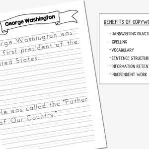 U.S. Presidents Print Copywork, Homeschool Printable, Classical and ...