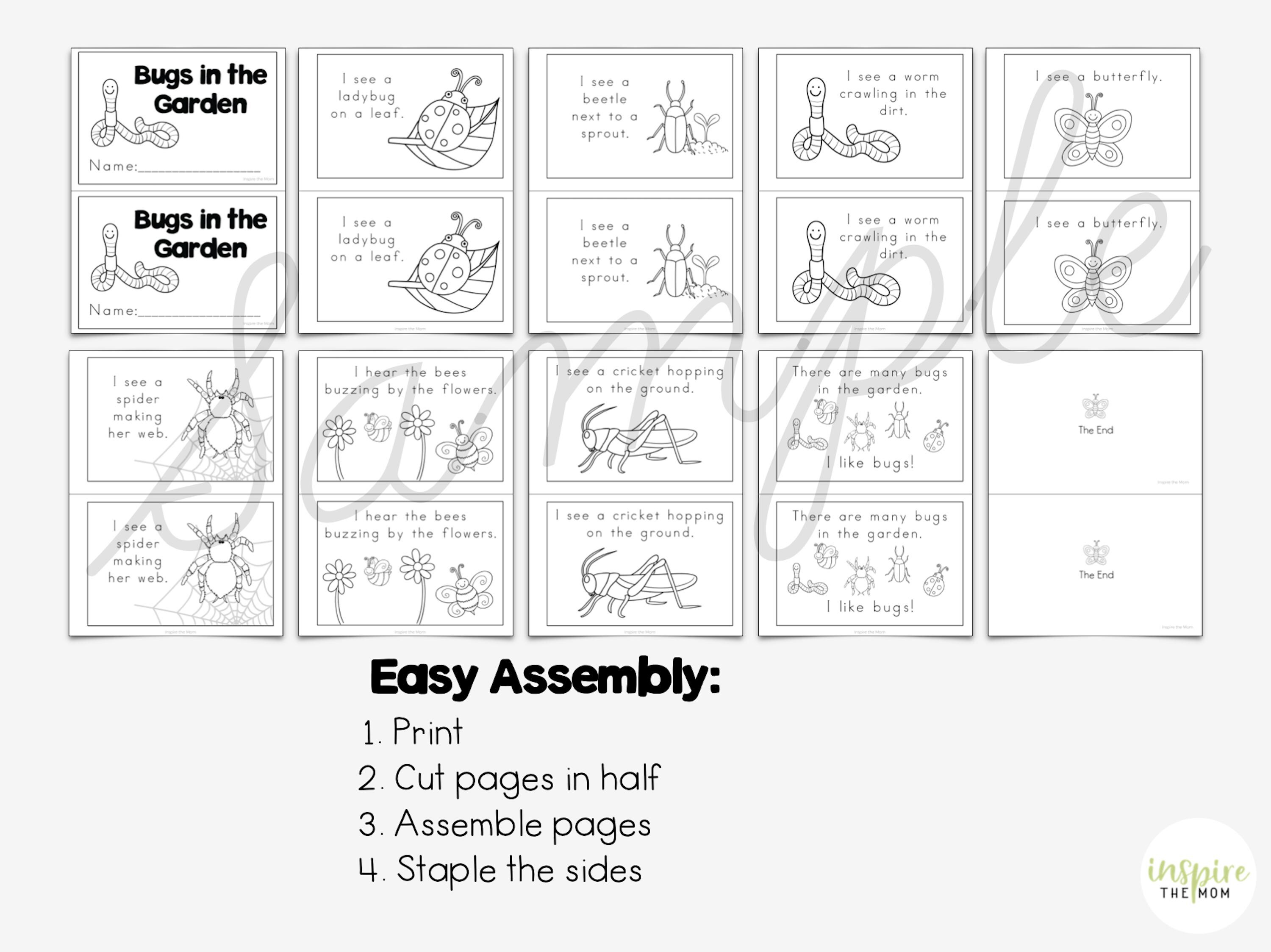 Bugs in the Garden Emergent Reader | Preschool, Kindergarten (printable ...