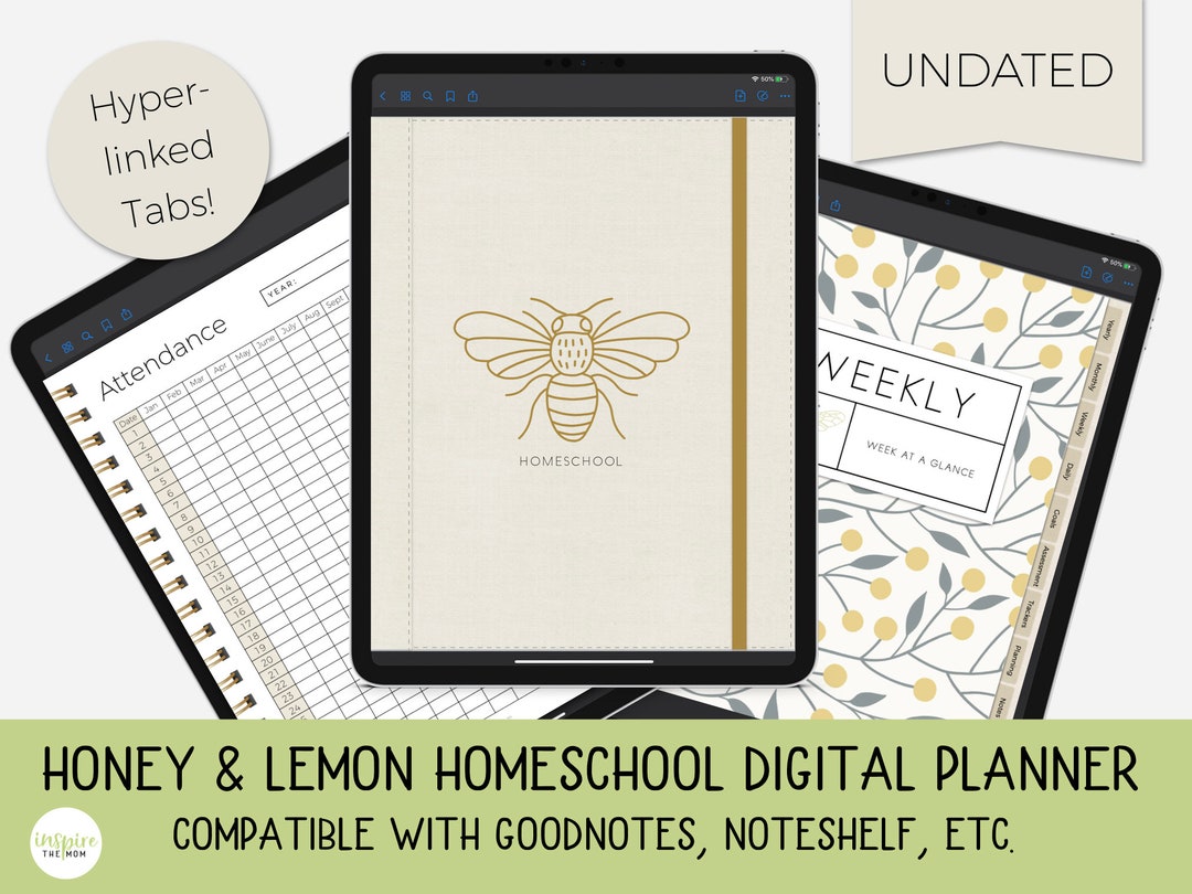 Honey and Lemon Homeschool Digital Planner, Undated Digital Planner ...