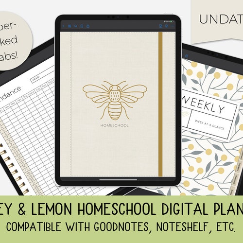 Honey and Lemon Homeschool Digital Planner Undated Digital - Etsy