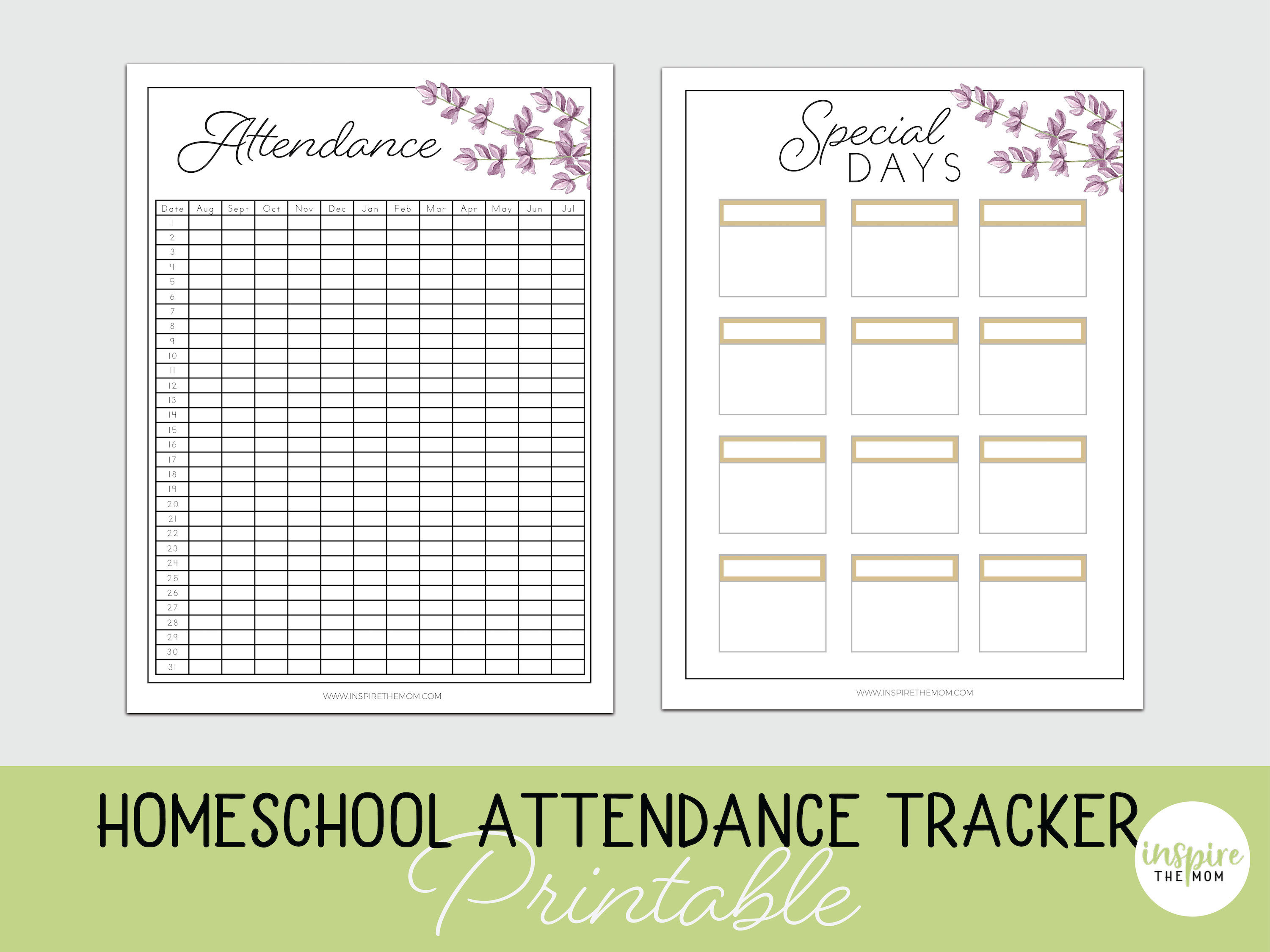 Homeschool Attendance Sheets, Attendance Record Tracking Sheets ...