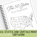 U.S. States and Capitals Print Copywork, Homeschool Printable ...