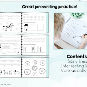 Preschool Prewriting Book 2 | Fine Motor Tracing Worksheets for Early ...